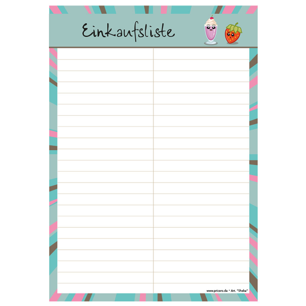 PRICARO Einkaufsliste "Shake", magnetisch, A5, 50 Blatt, 3 Stück - pr